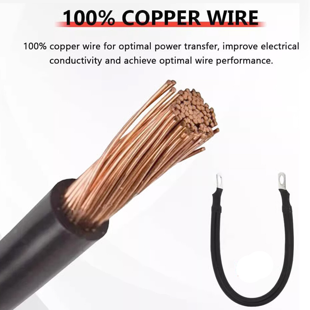 2pcs 2AWG Inverter Power Battery Cable Red Black With Ring Terminals ...