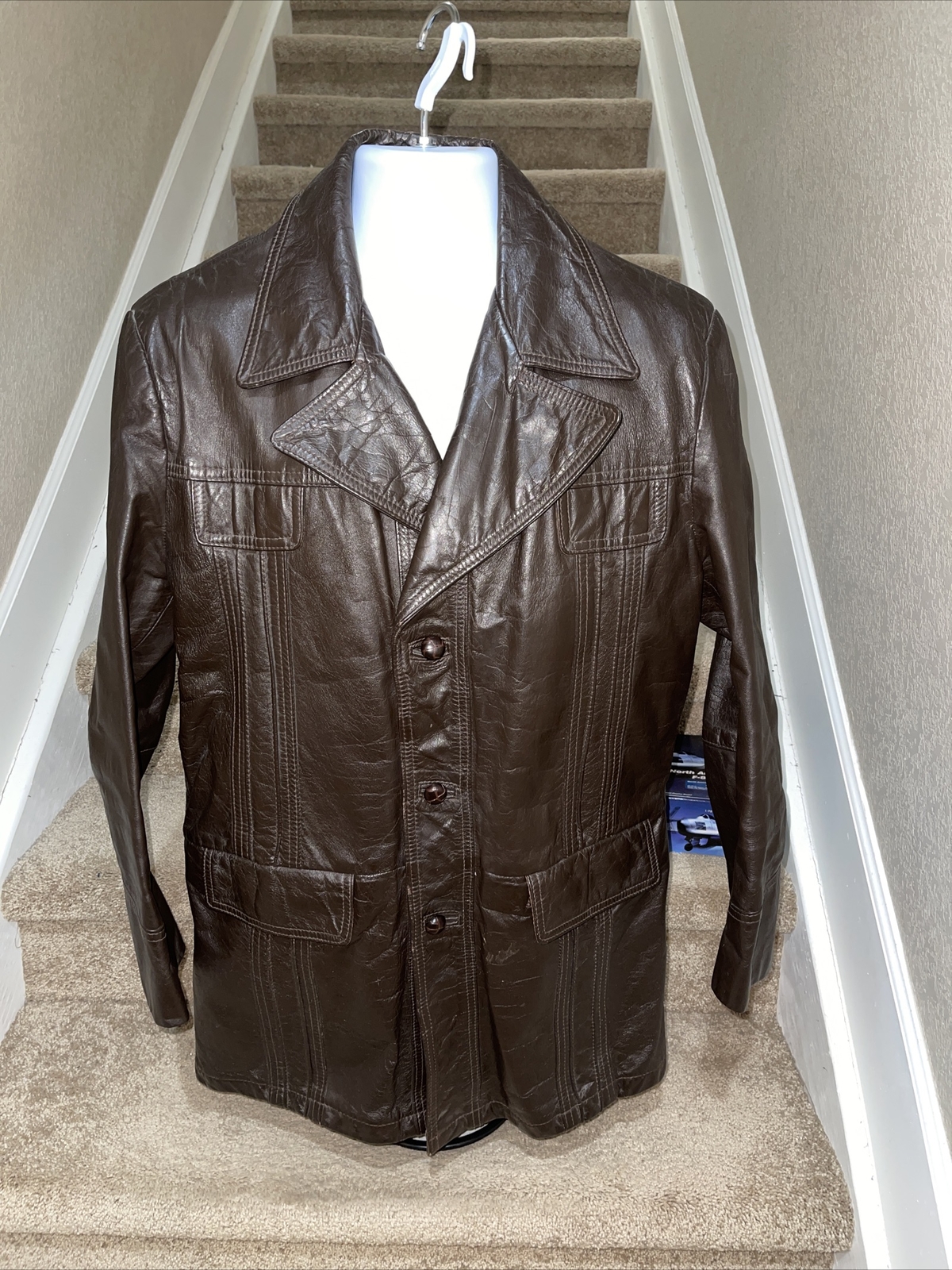 VINTAGE BROWN MONTGOMERY WARD LEATHER JACKET MEN'S 42R - Gem