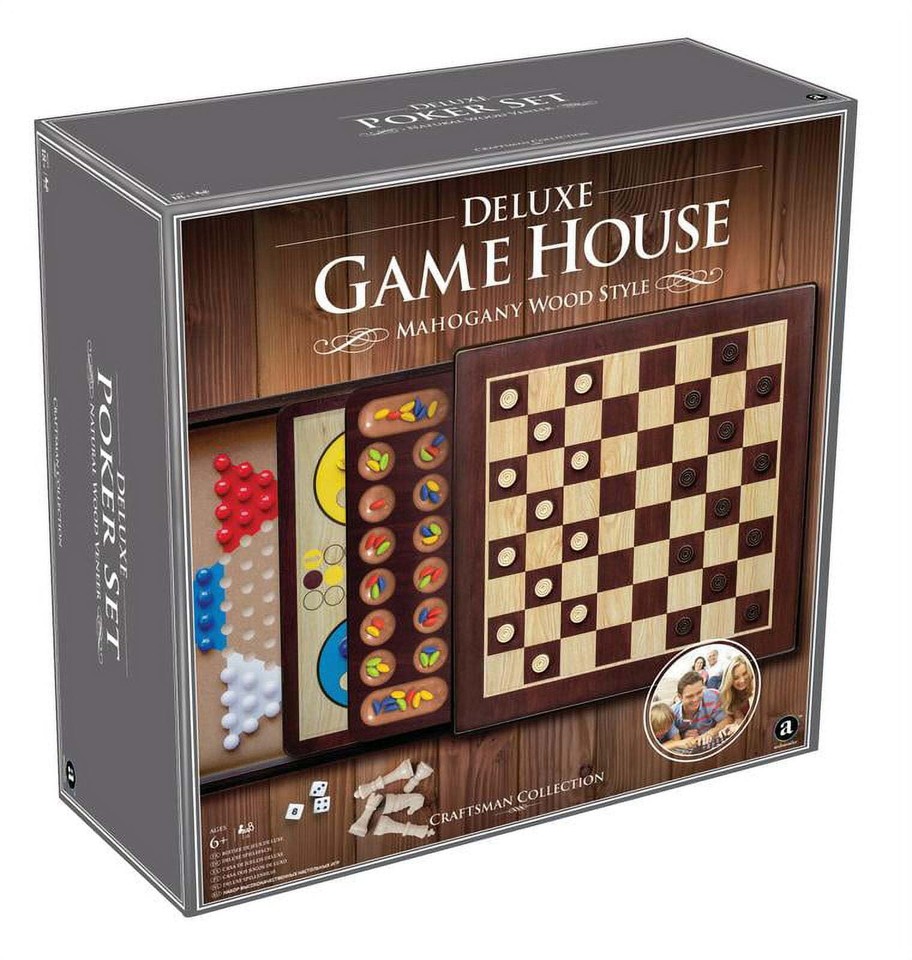 Craftsman Deluxe Wooden Game House W/ Chess, Checkers, Backgammon, Mancala | eBay