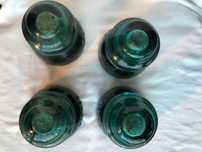4 Vintage Blue Green Insulators 2 Hemingray 2 Gayner | eBay