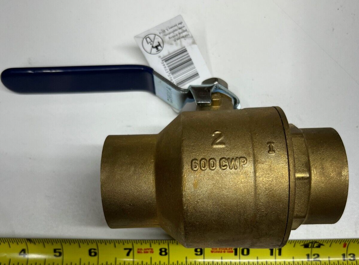 2" Nibco Brass Ball Valve Solder Ends NJ998HD S-FP-600A Two-Piece Full ...