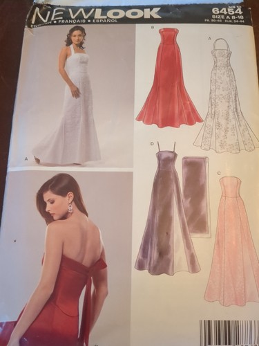 New Look 6454 Strapless or Halter Wedding Gown, Prom Dress Sz 8-18 ...