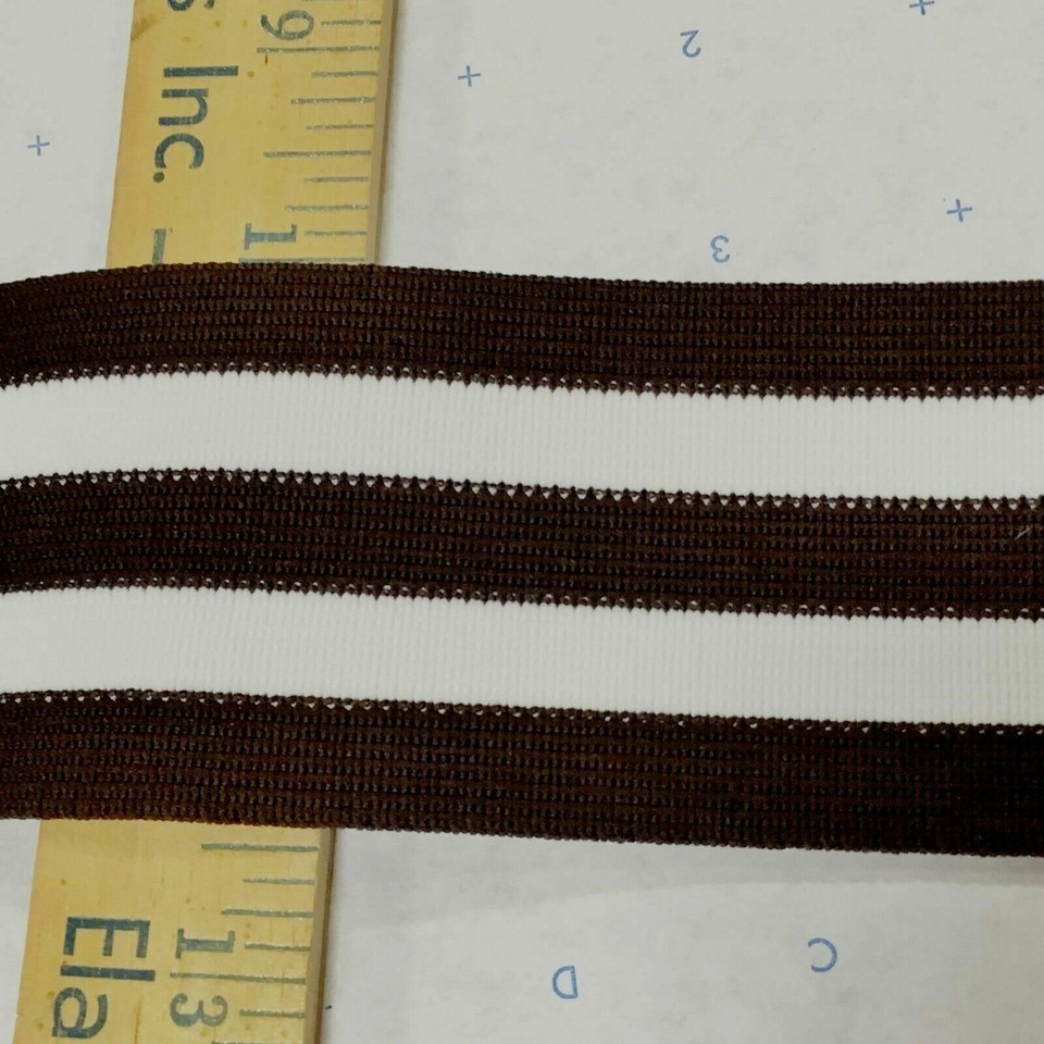 Non Roll Waistband Elastic Stripe Elastic 2-1/2" Brown, White 5 yds # ...