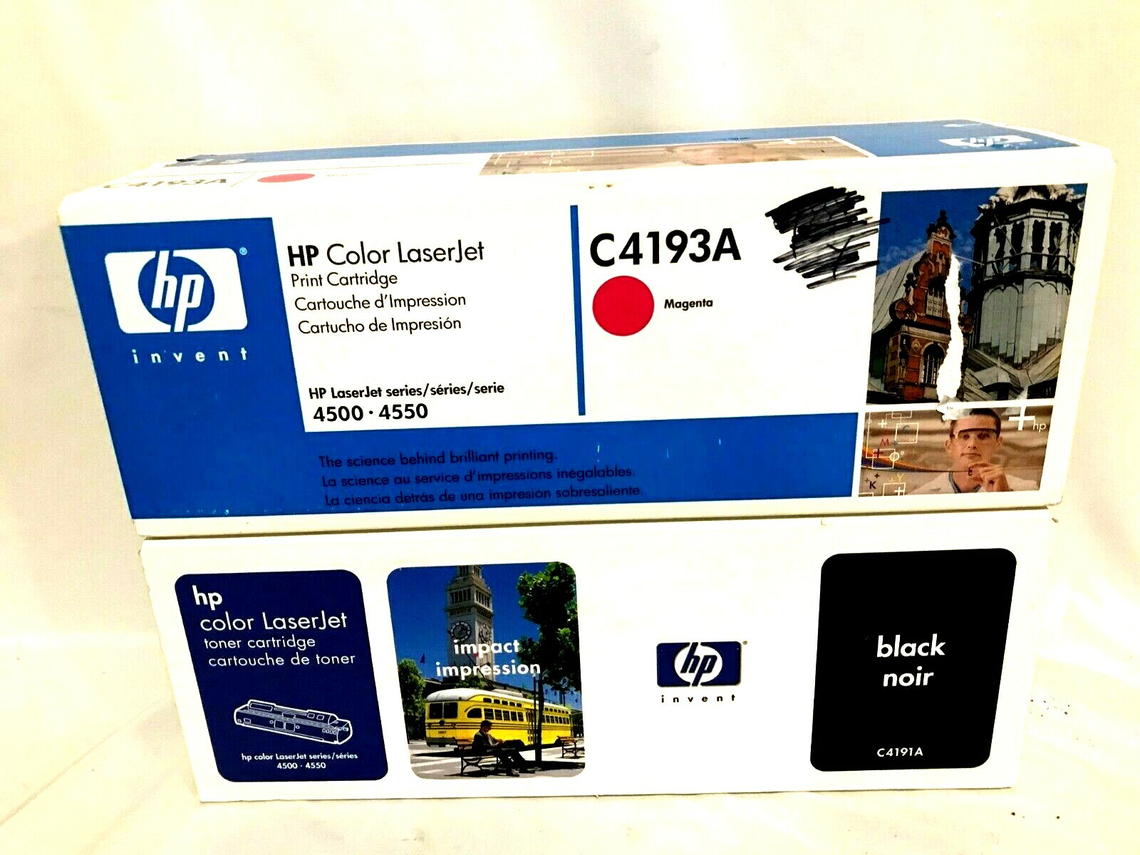 HP Lot of 2 LaserJet C4193A Magenta & C4191A Black Toner Print ...
