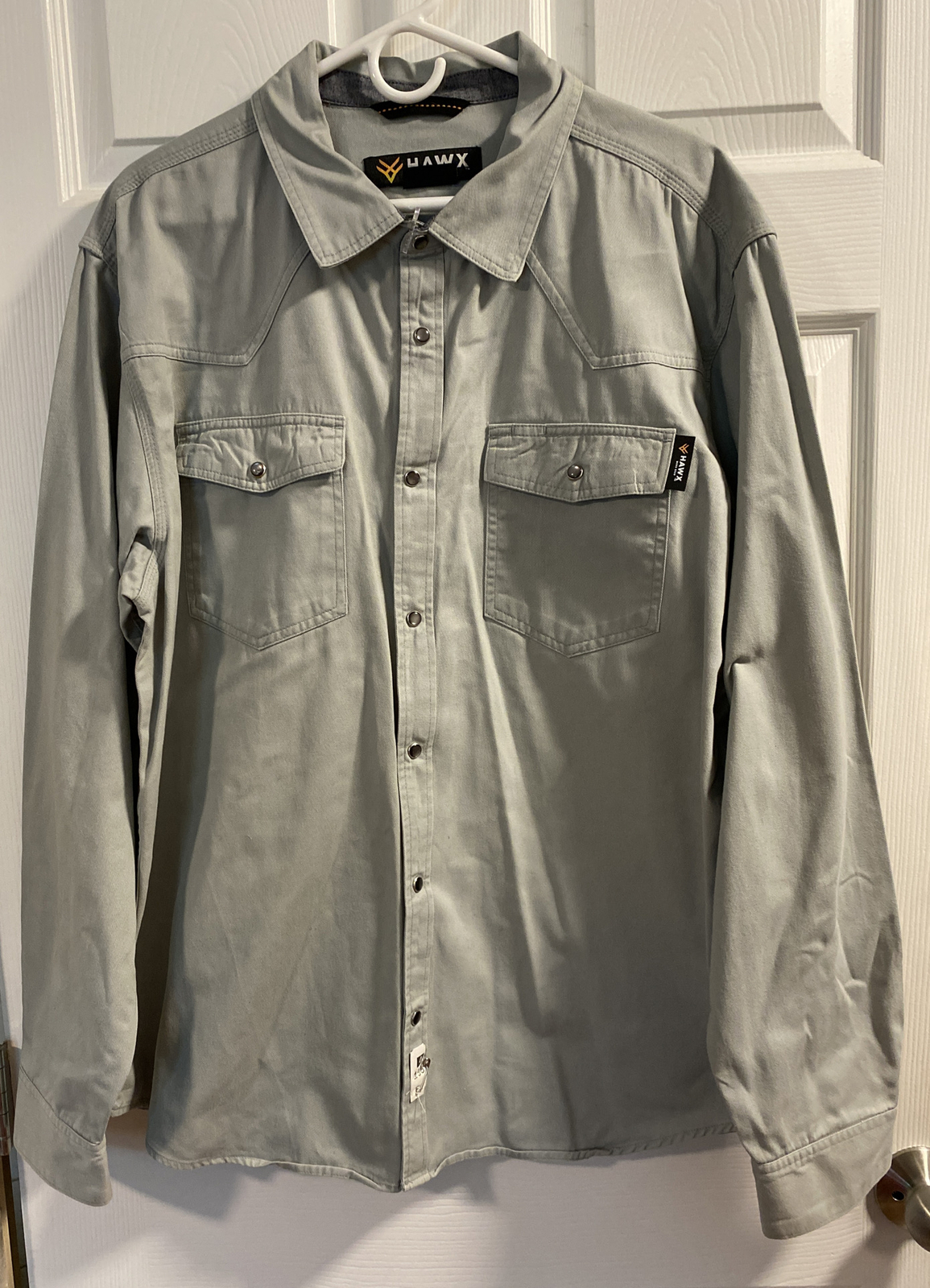 Men's Hawk Work Gear Denim Shirt with Pearl Snaps - L | eBay
