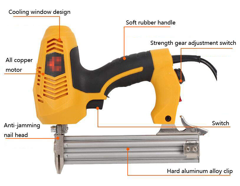 Woodworking Nailer Stapler Tool Handheld Electric Straight Nail Gun ...