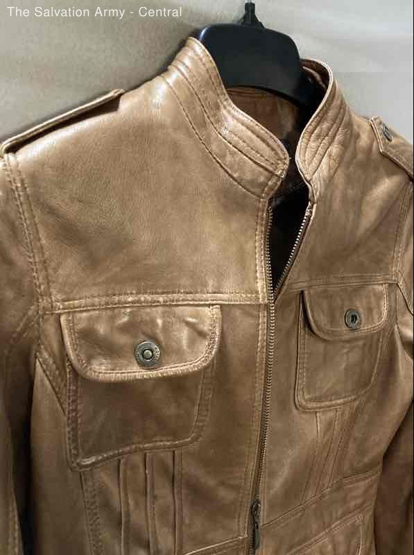 Kenneth Cole Reaction Womens Brown Leather Long Sleeve Motorcycle ...