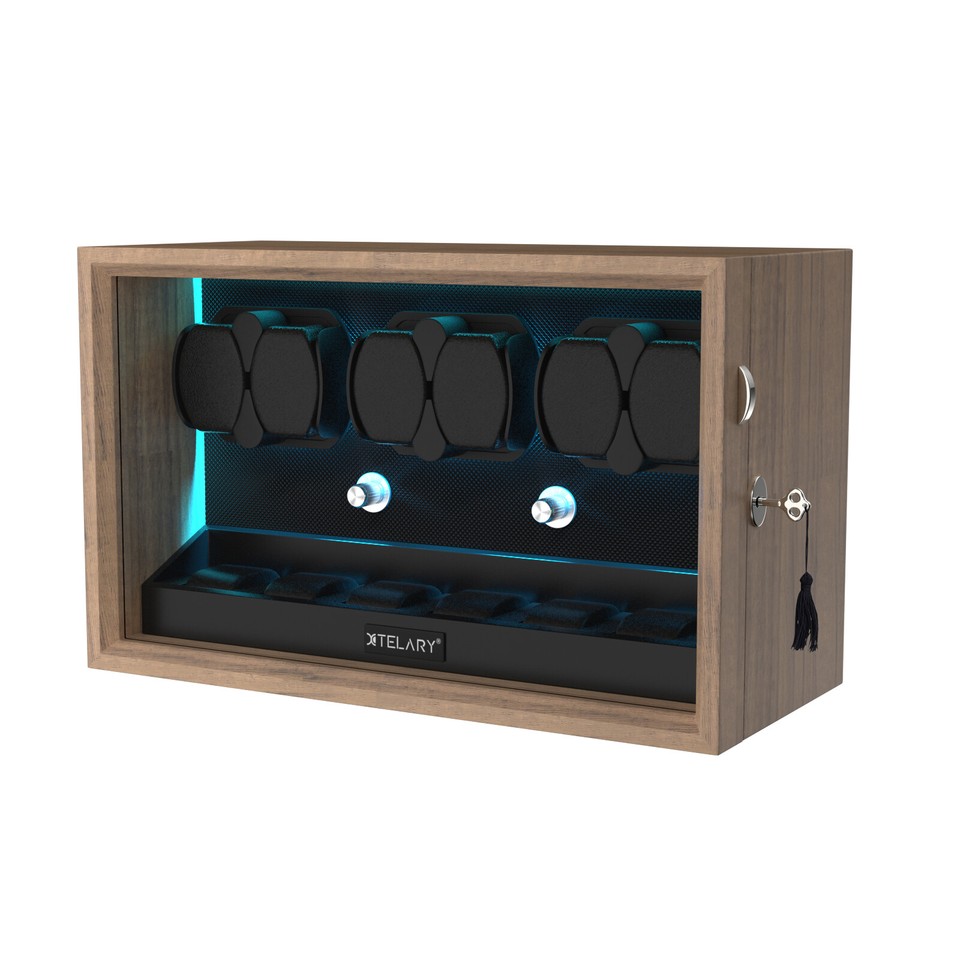 Automatic Rotation 6 Watch Winder with 6 Extra Storage Box Blue LED ...