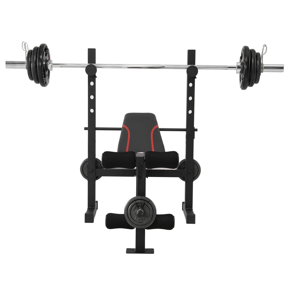600LBS Weight Bench with Squat Rack Leg Extension & Leg Curl Bench ...