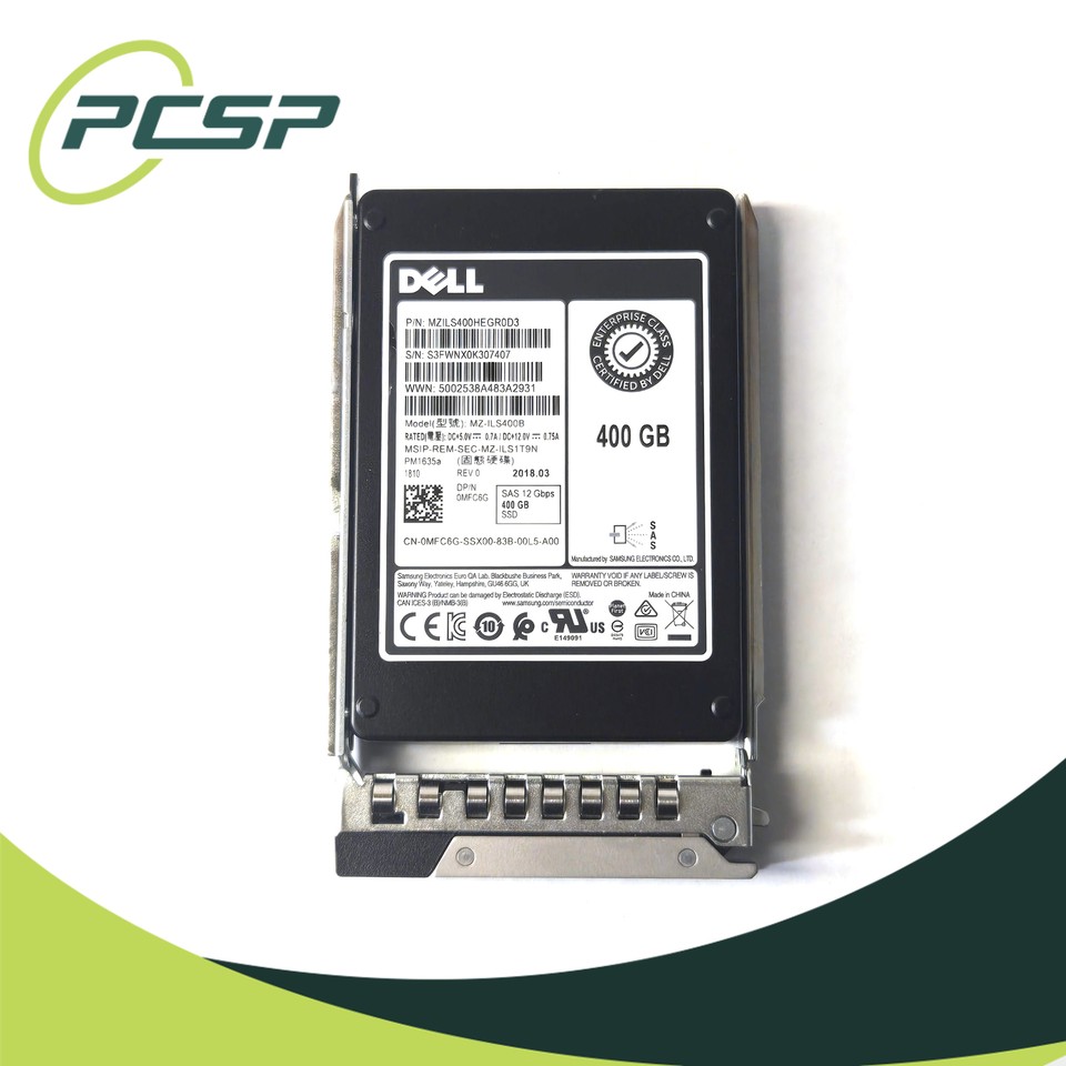Dell Samsung MZ-ILS400B Enterprise Class 400GB 2.5 12Gb/s SAS SSD w ...