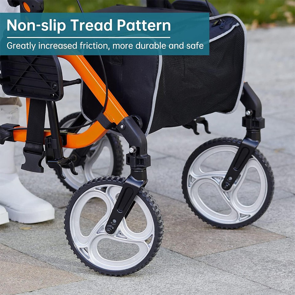 2 in 1 10” ELENKER Deluxe Medical Rollator Walker Walking Wheelchair ...