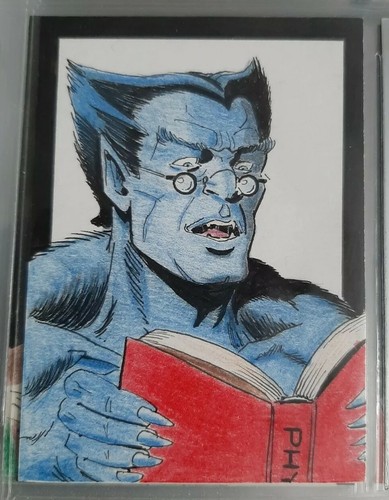 X MEN THE BEAST MARVEL HAND DRAWN COLOUR SKETCH CARD PSC ACEO | eBay UK