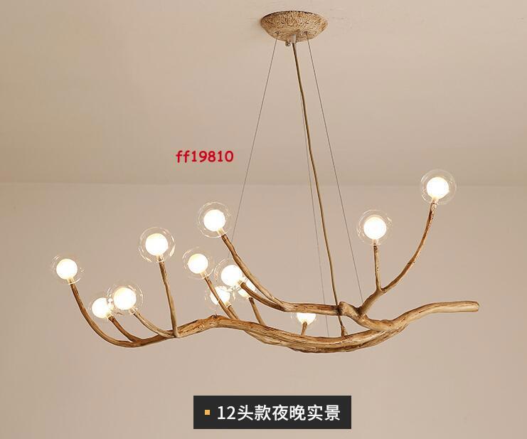 Modern Glass Globe Chandelier Wood Branch Tree Branch Light Ceiling ...
