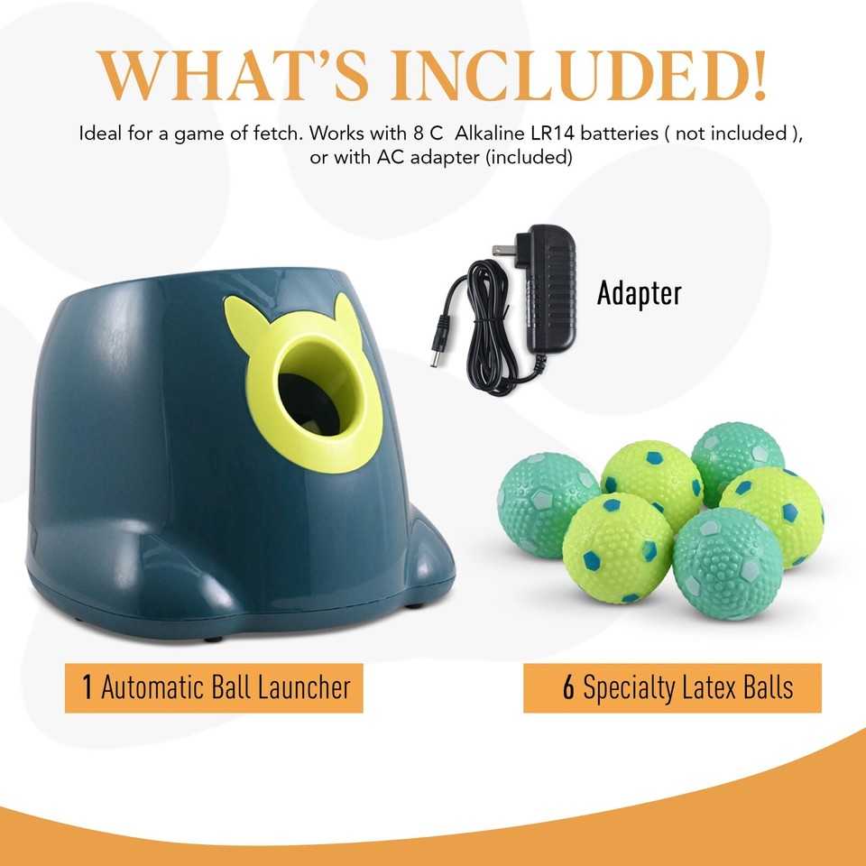 Automatic Dog Ball Launcher - Dog Ball Fetch Machine with 6 Latex Balls ...