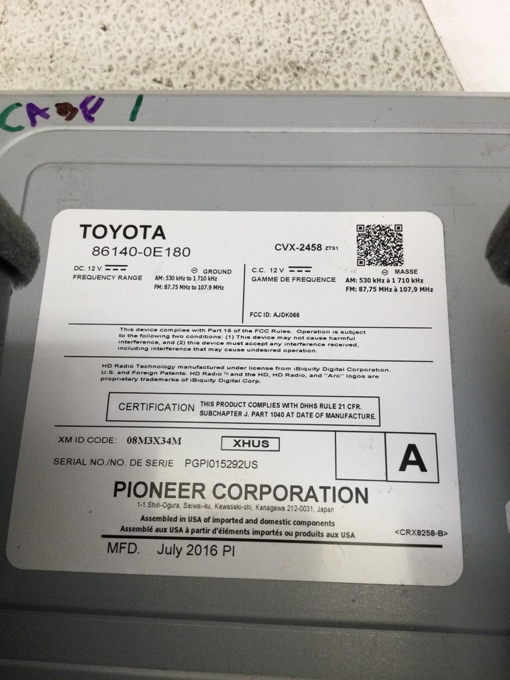 16 LEXUS RX350 Radio Audio Receiver AM/FM/CD Climate Controls OEM 86140 ...