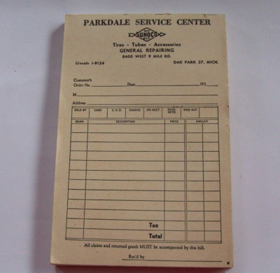 Vtg Sunoco Gas Station Receipt Book 1950's Detroit Michigan Area 6.5"x4 ...