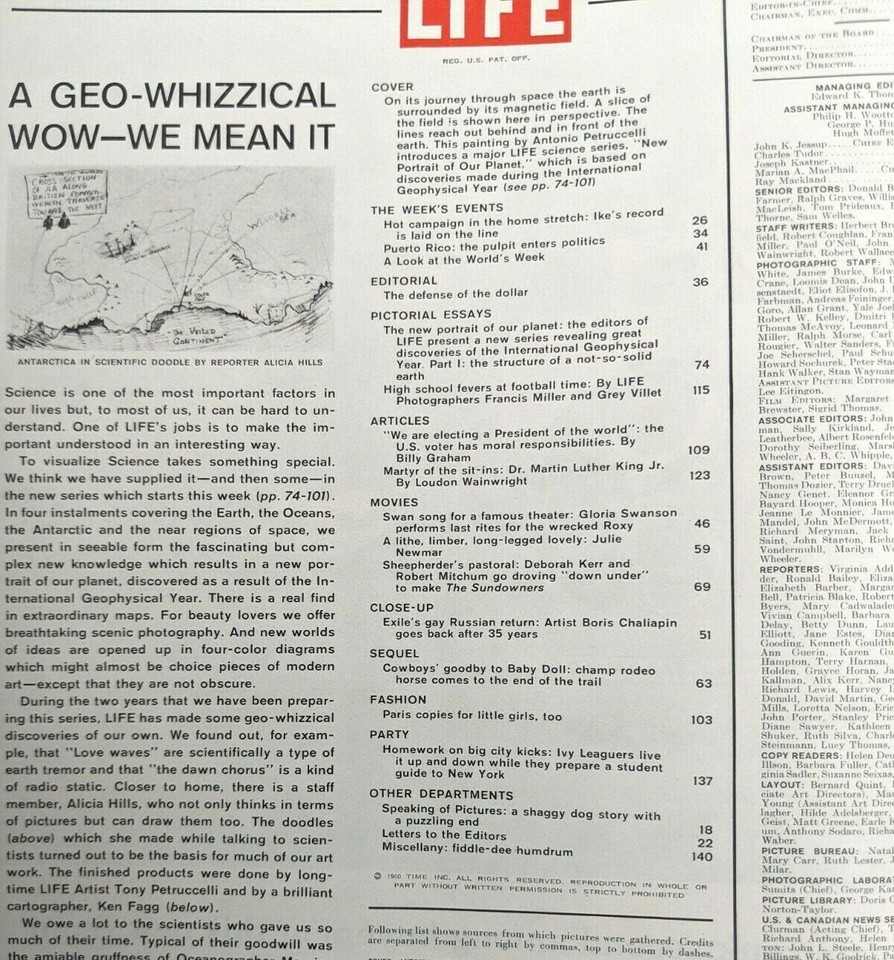 LIFE Magazine VTG November 7 1960 RARE Sample Copy Earth Nixon JFK ...