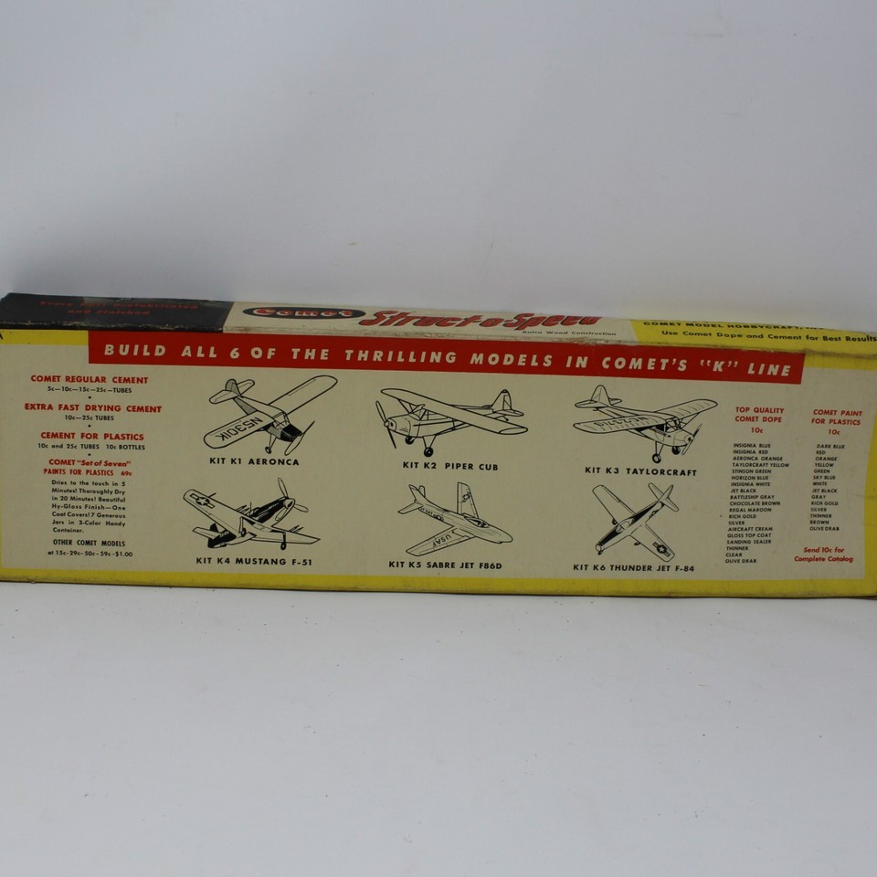 Vintage Comet Struct-O-Speed Plane Model Balsa Wood Kit K3 Taylorcraft ...