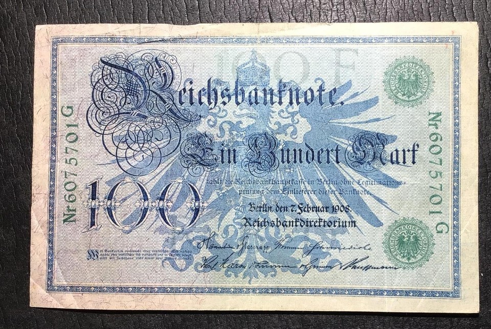 1908 $100 Marks Germany FINE! Old German Paper Money Currency! X5701 ...