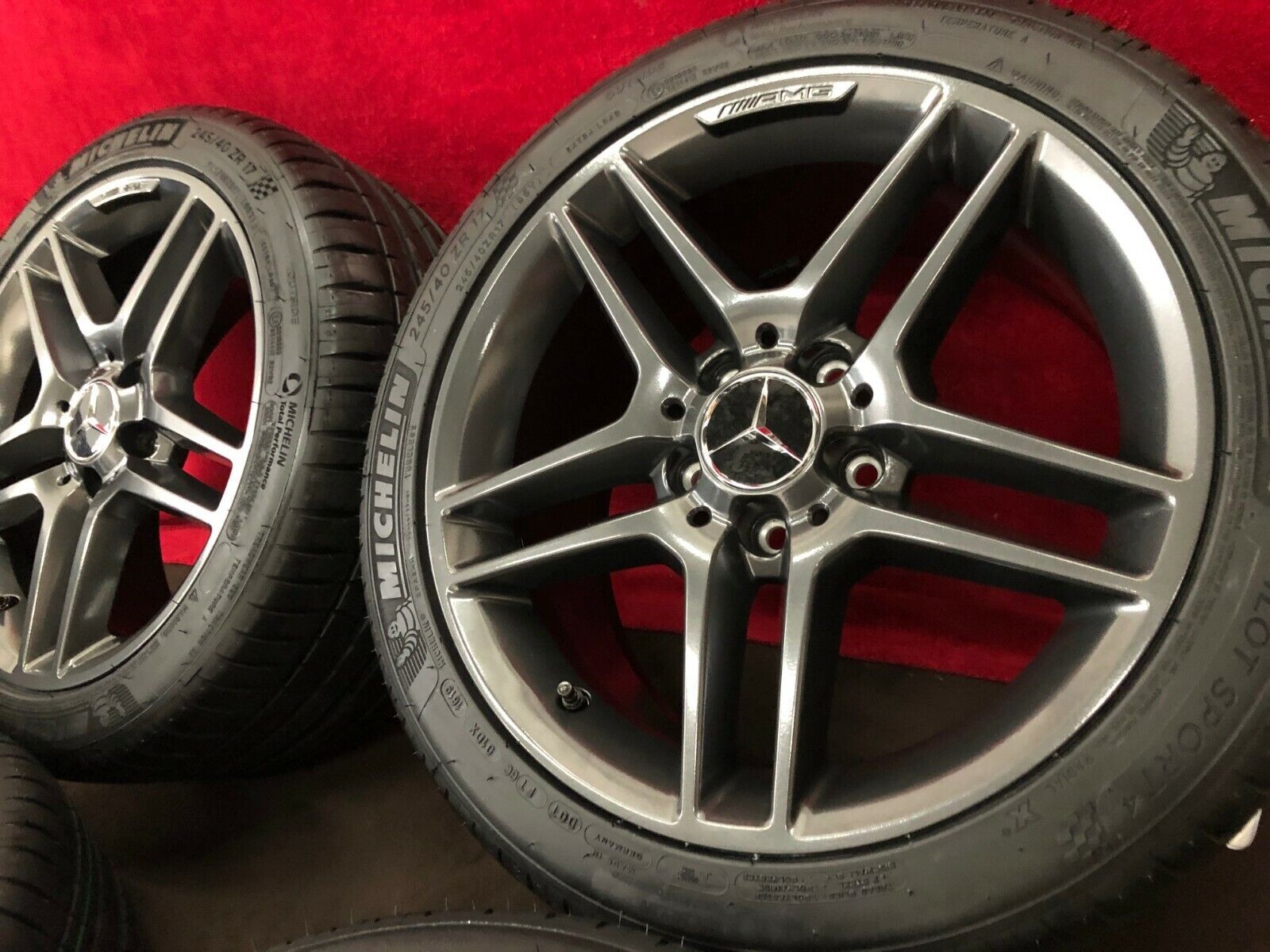 4 AMG Rims 7.5 + 8.5 x 17 Mercedes W204 S204 W207 W209 R171 W205 C E ...