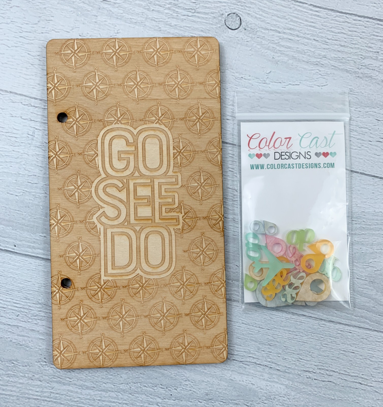 Color Cast Designs Wooden Travelers Notebook Cover + Embellishments NEW ...