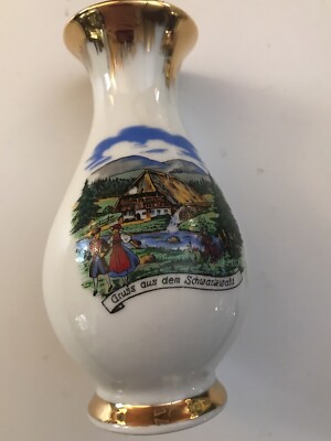 Triberg Germany Six Inch Flower Vase with Gold trim | eBay