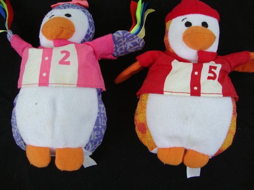 2 Infantino Penguin Bowling Toys Player # 5 Cheerleader #2 Rattler ...