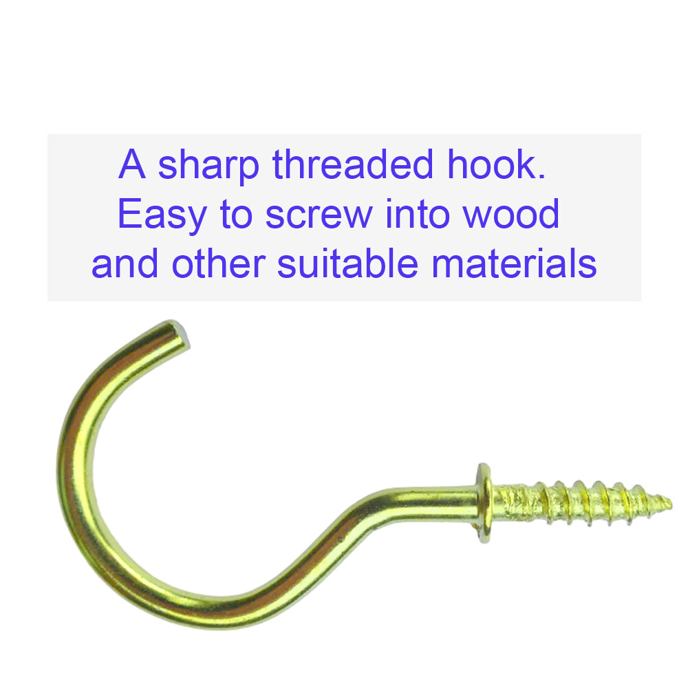 Cup Hook Screw In Brass Mug Hanger Gold Metal Kitchen Garage Garden ...