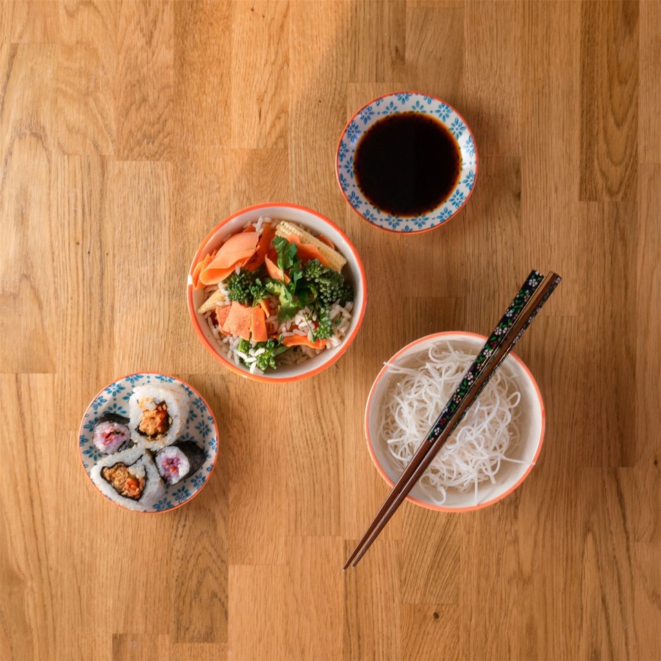 Patterned Rice Dessert Cereal Soup Bowls Porcelain Crockery 3 Designs ...