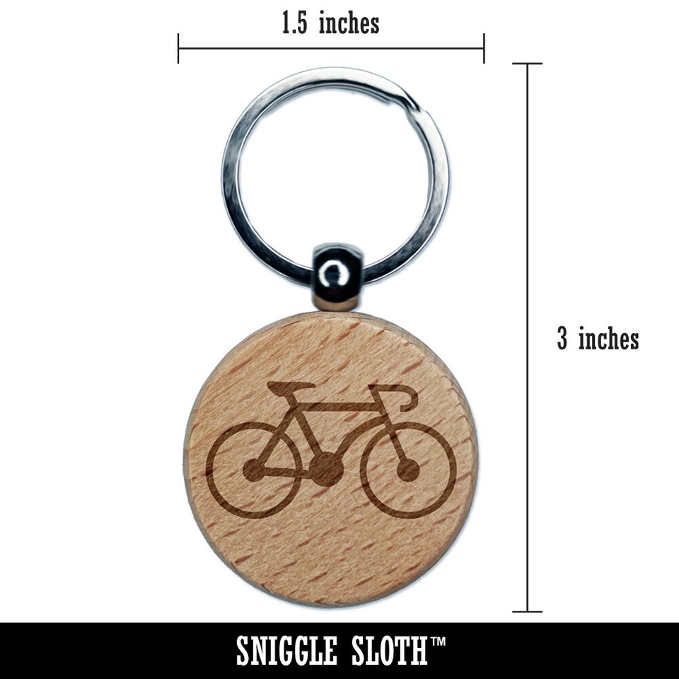 Racing Bike Bicycle Cyclist Cycling Engraved Wood Round Keychain Tag ...