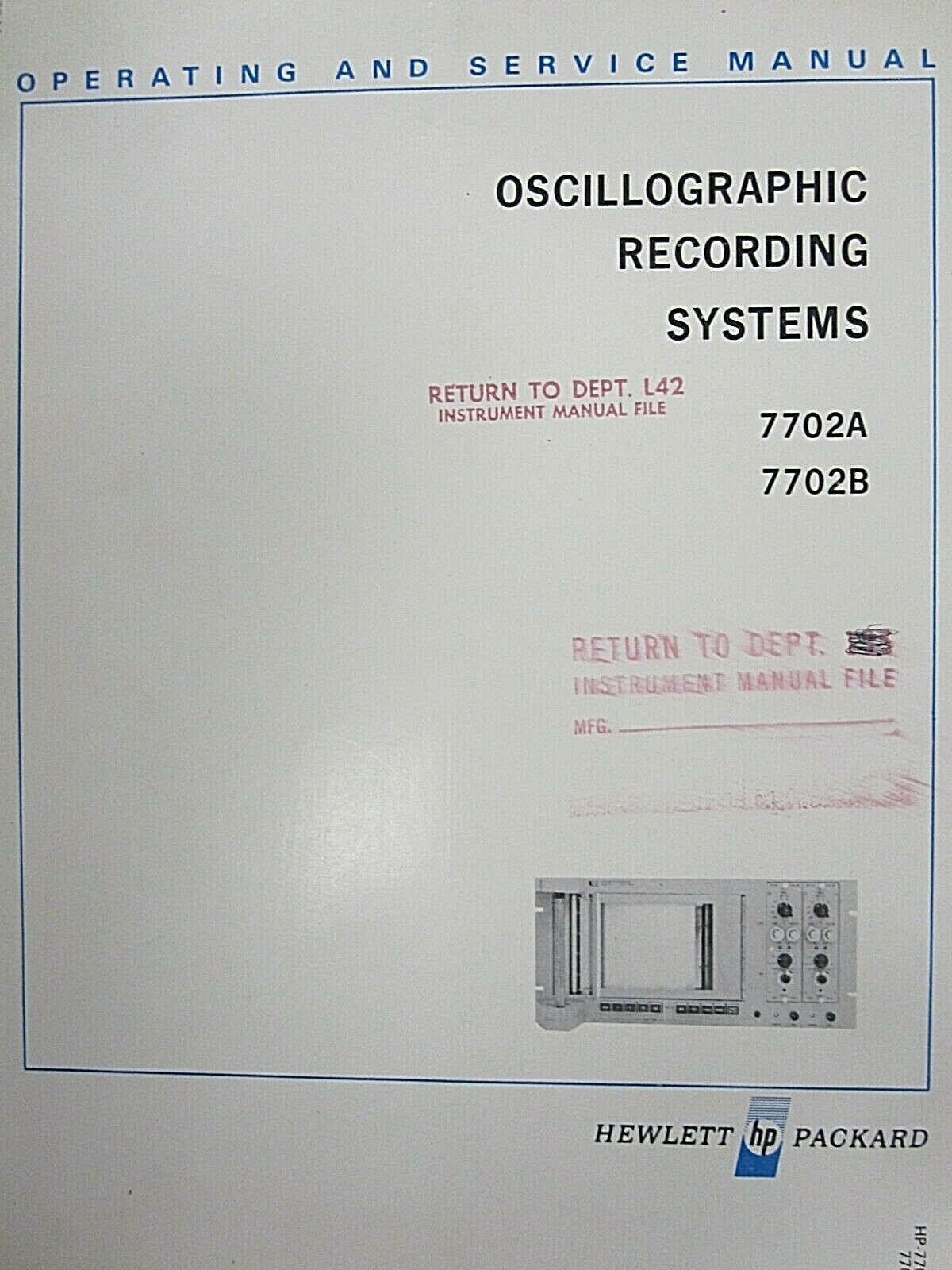 HP 7702A, 7702B Oscillographic Recording Systems Operating & Service ...