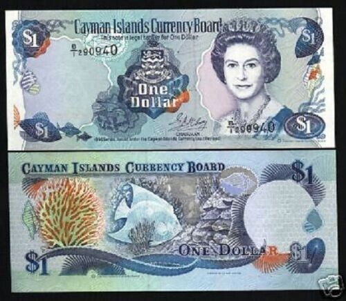 Cayman Islands 1 DOLLAR P-16A 1996 B/1 Queen Elizabeth UNC Coral Fish ...