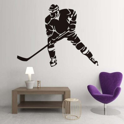 Hockey Player Wall Decals Ice Sports Home Decor Vinyl Removable DIY ...