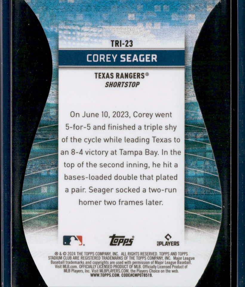 Corey Seager 2024 Topps Stadium Club Chrome Triumvirates #TRI-23 Die ...