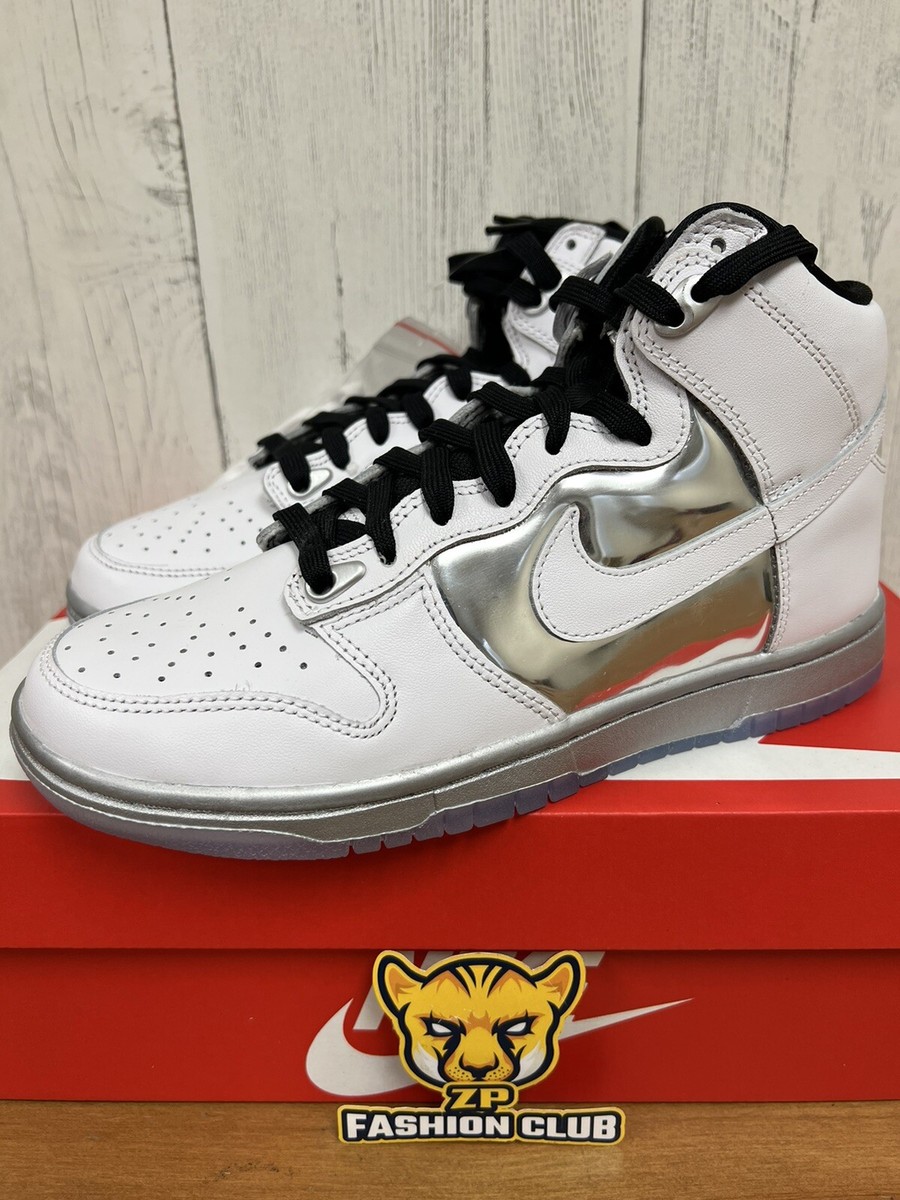Nike Dunk High Chrome Metallic Sliver DX5928-100 Women Size Nike Dunk High Chrome Metallic Sliver DX5928-100 Women Size