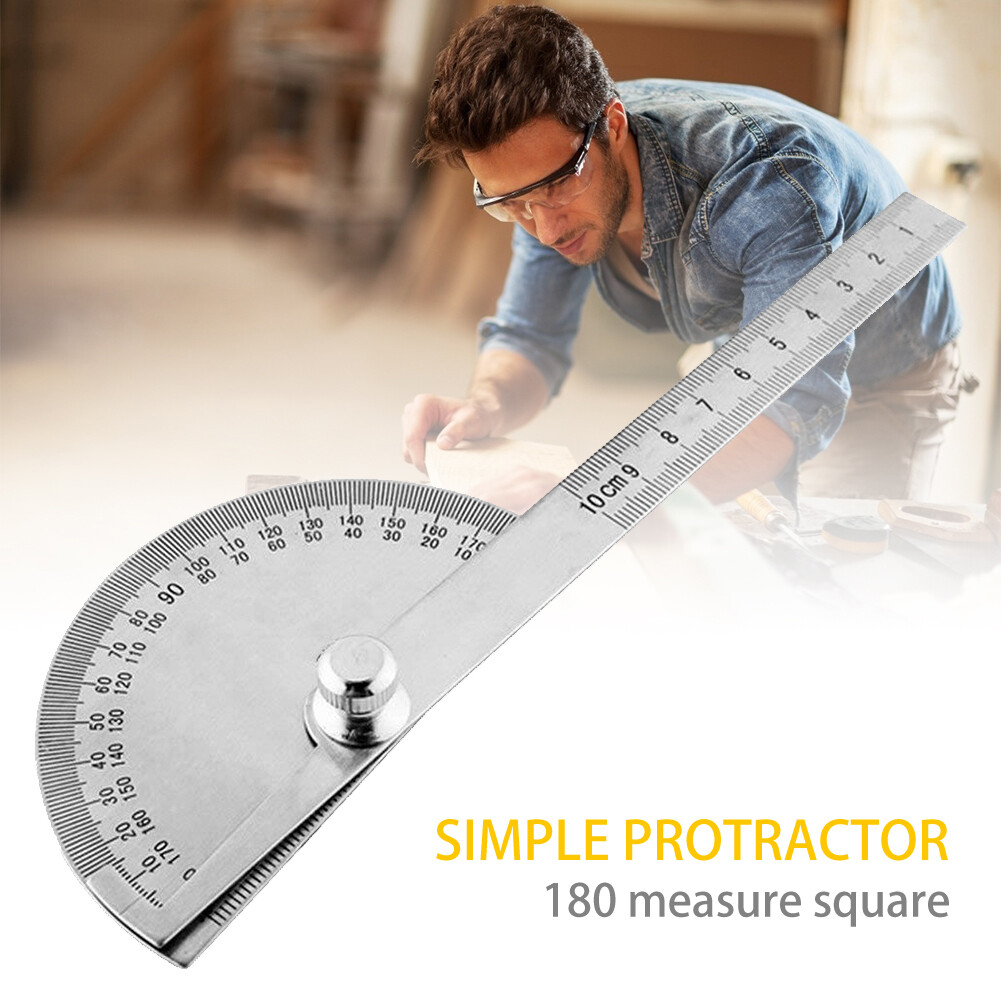 180 Degree Stainless Steel Protractor Angle Finder Rotary Measuring ...