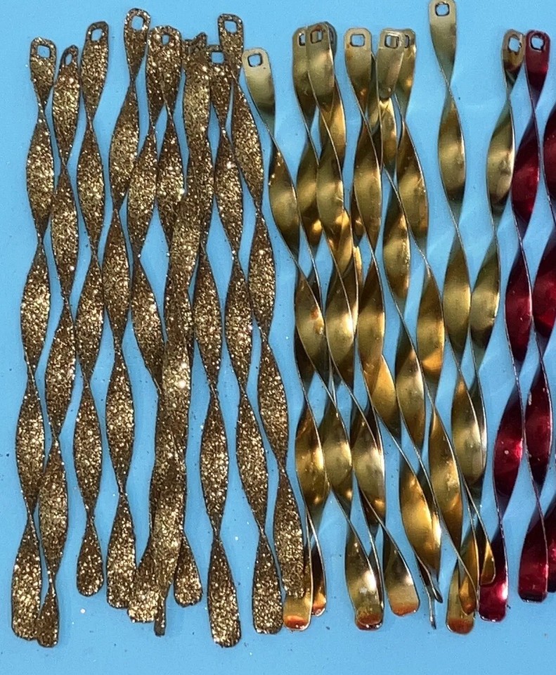 Christmas Lot Of 40 Icicles: 20 gold & 20 Red Twisted Metal Tree ...