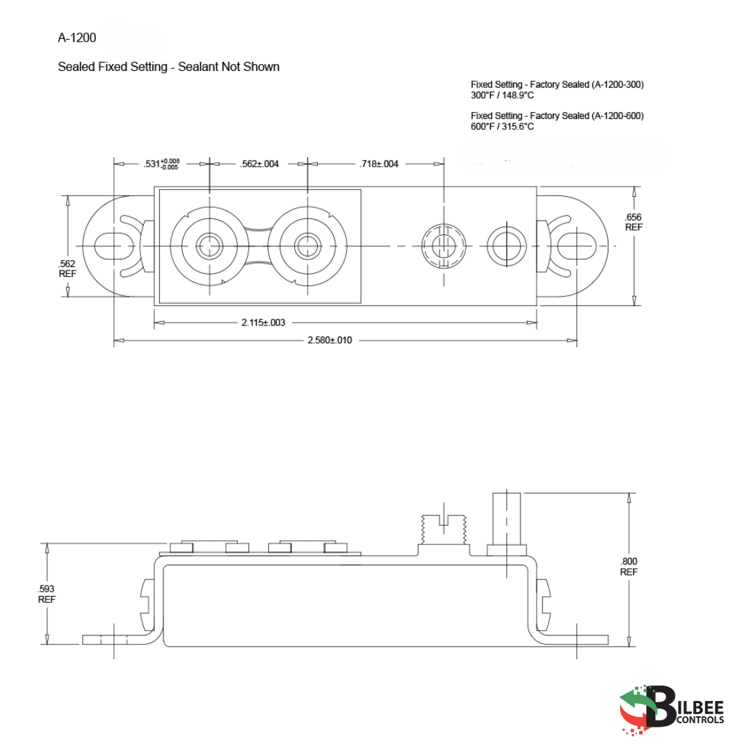 Bilbee Controls B200 A1200-600 Thermostat - Fixed Temperature | eBay