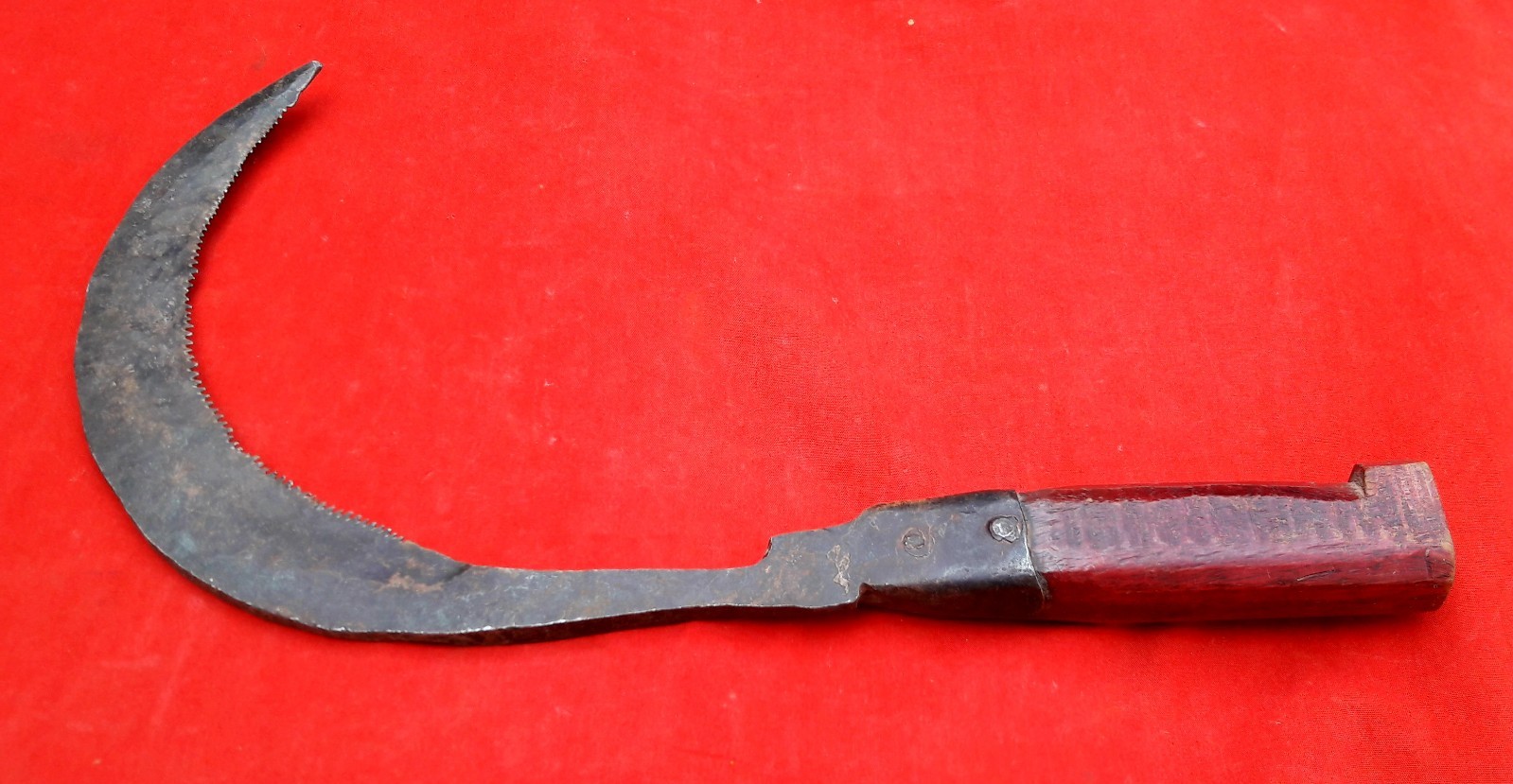 Vintage Wooden Handle Iron Sickle Handmade & Painted Primitive ...