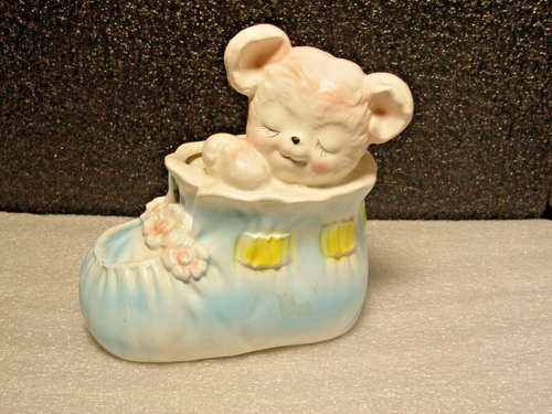Vintage Teddy Bear in Baby Shoe Planter INARCO Japan #E-2558 Pink Blue - Nursery | eBay
