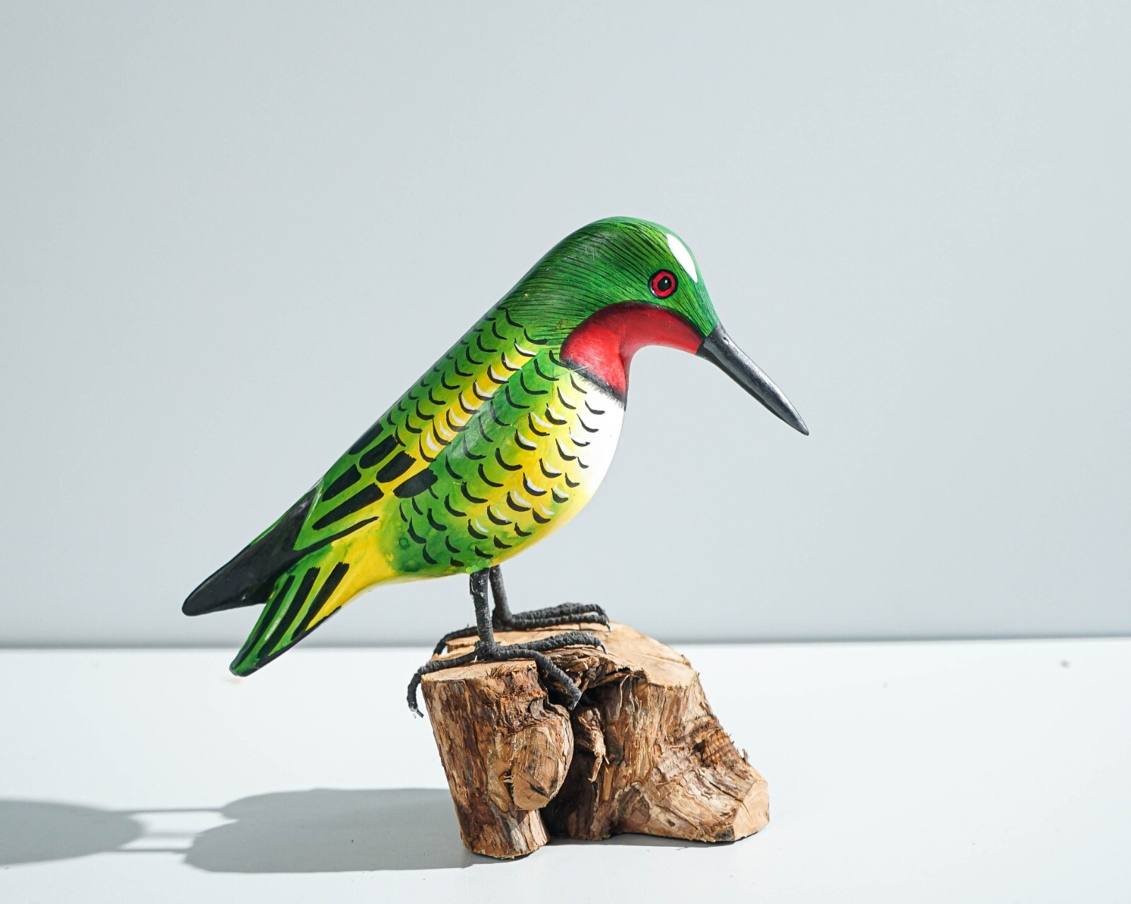 Hummingbird Statue, Painted Wood Carving, Room, Wooden Bird Art, Gift ...