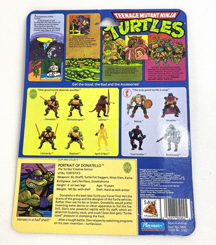 Donatello Vintage TMNT Ninja Turtles Figure File Card Back Only 10 Back ...