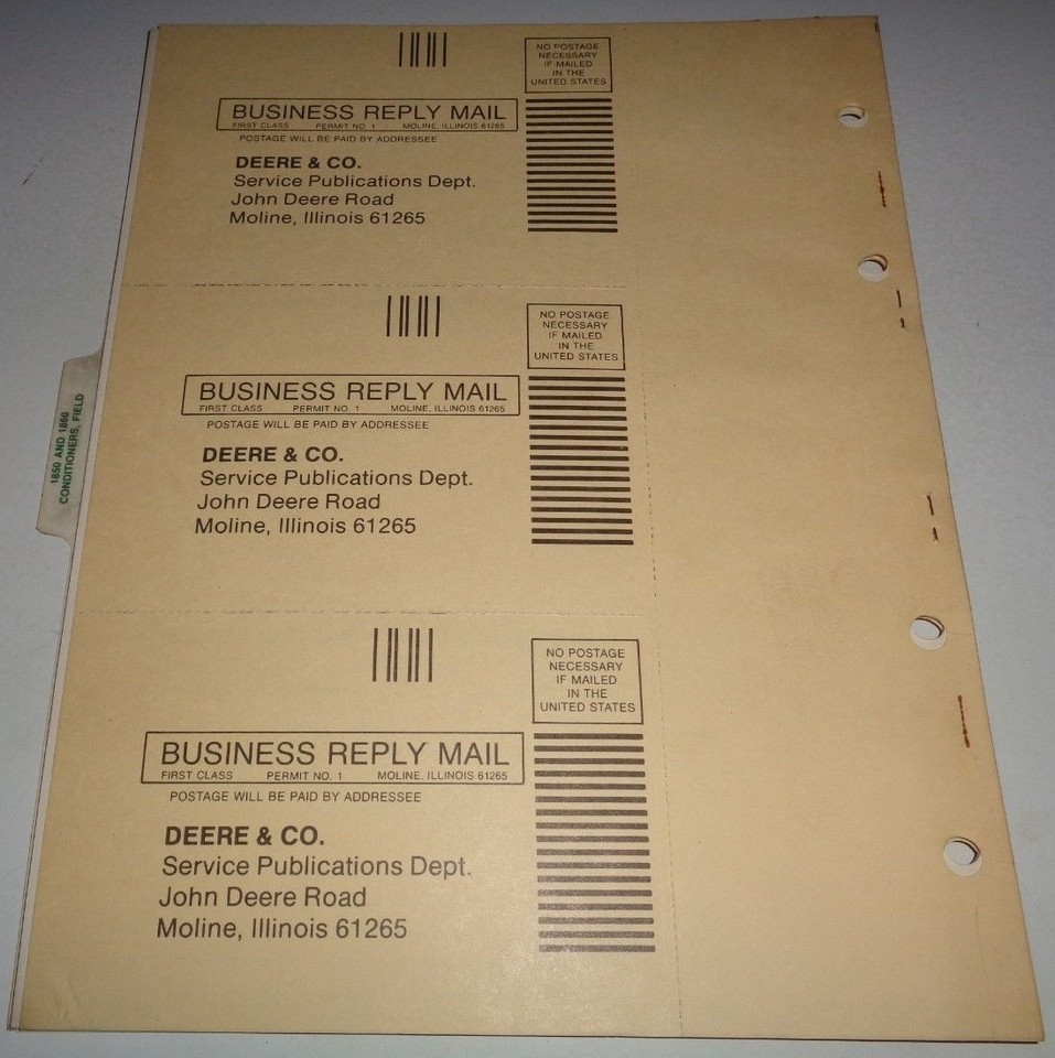 John Deere 1850 1860 Field Conditioner Parts Catalog Manual Book JD | eBay