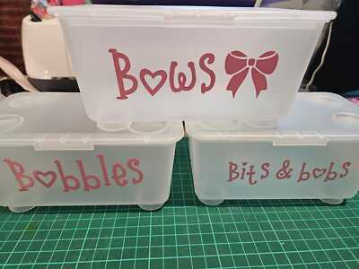 Personalised 3 box hair accessories box to store bobbles bows and clip ...
