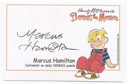 Marcus Hamilton Signed Card Autographed Cartoon Comic Artist Dennis The ...