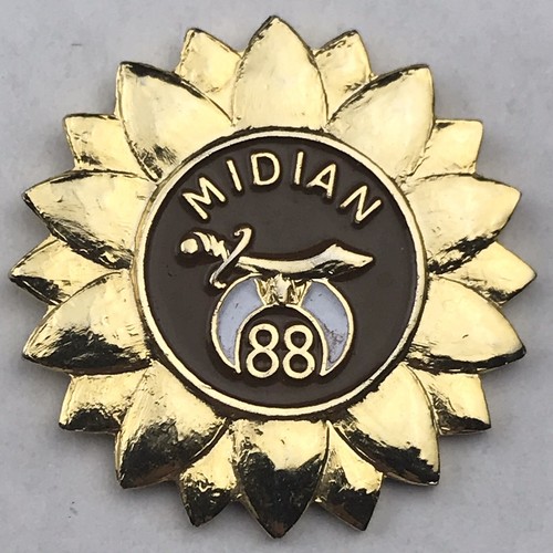 Midian Shriners Vintage Pin 88 Gold Tone Enamel Masons Fraternal ...
