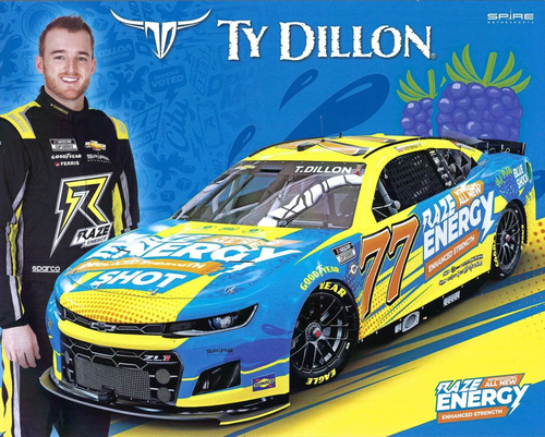 2023 TY DILLON "RAZE ENERGY BLUE SHOCK" SPIRE MOTORSPORTS #77 NASCAR ...