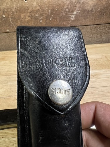 Vintage Buck 110A Brass & Wood Handle Folding Knife With Sheath | eBay