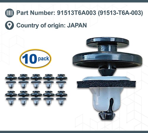 (10 Packs) Tailgate Spoiler Clip 91513-T6A-003 Fits Honda Civic, CR-V ...