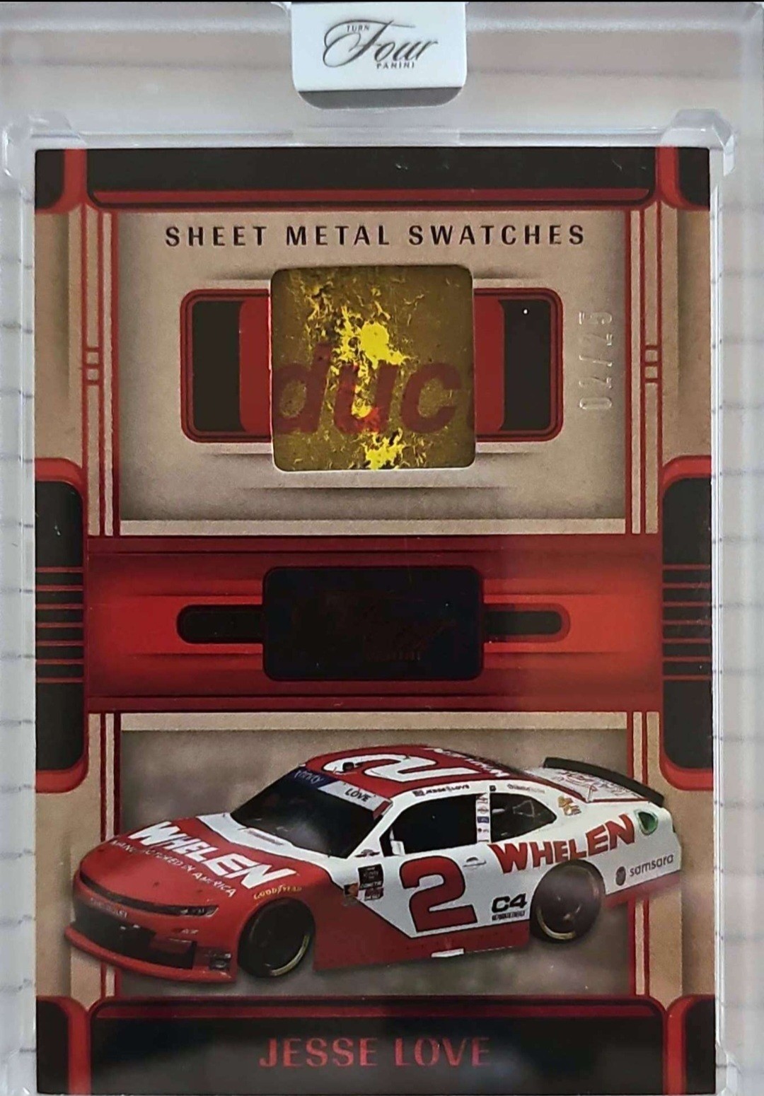 Jesse Love 2025 Panini Turn Four Sheet Metal Swatches Red 02/25 Whelen ...